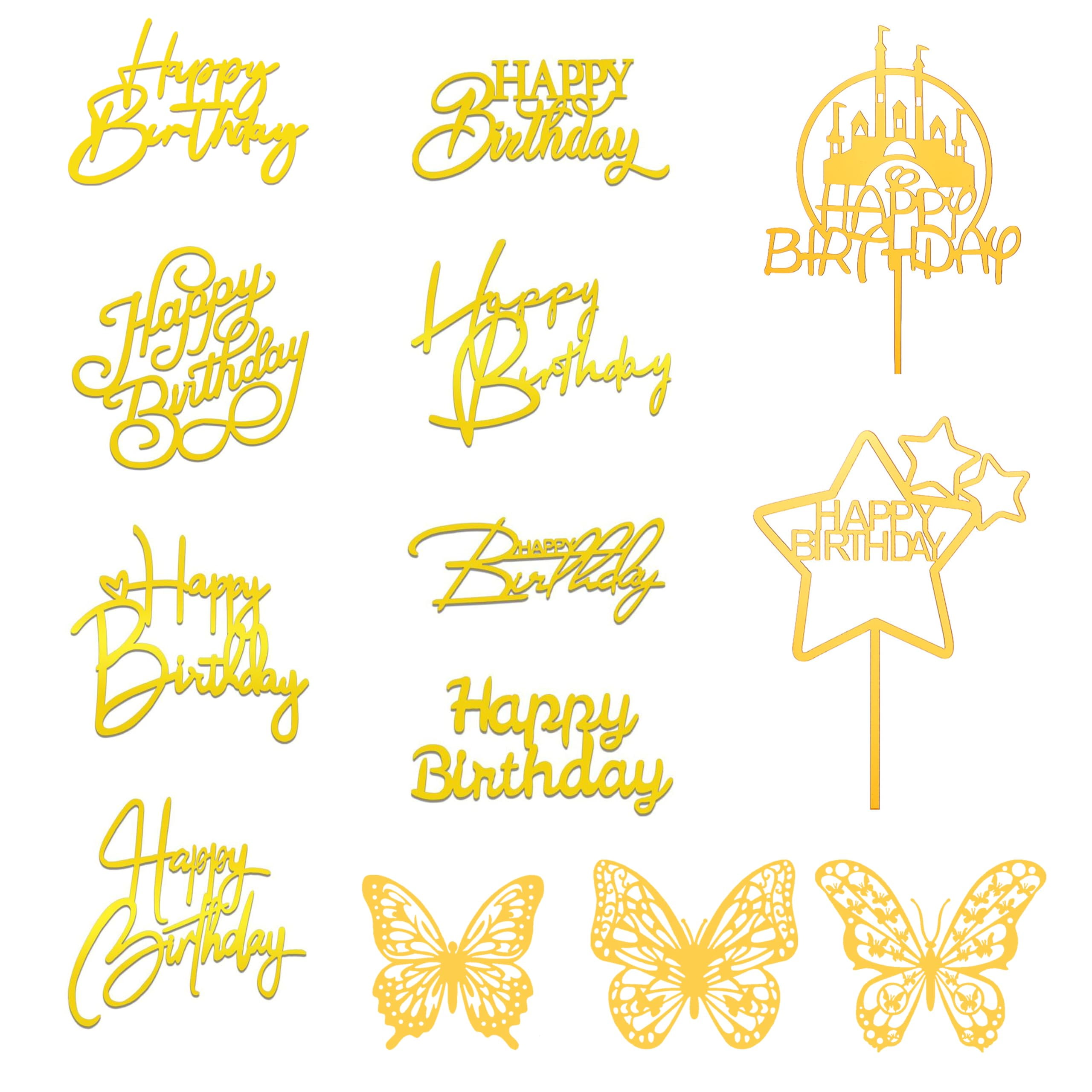 22 PCS Gold Butterfly Cupcake Topper AIS1 Happy Birthday Toppers Lively ...