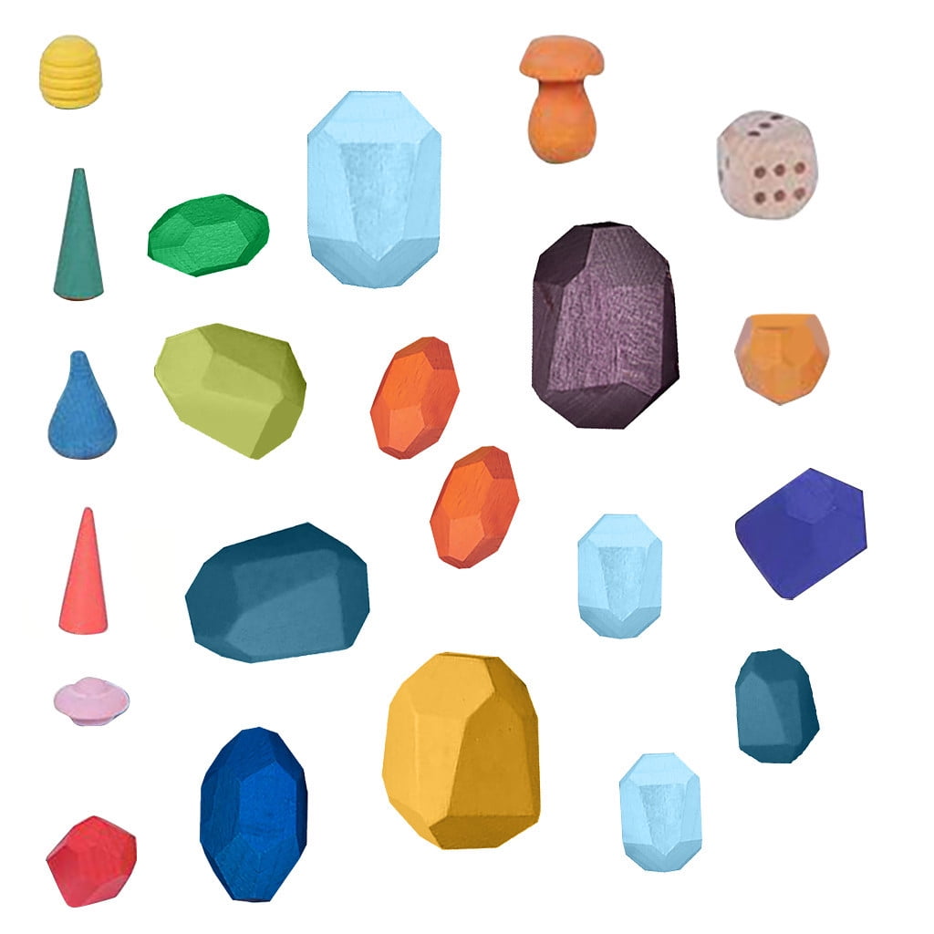 22 PCS Wooden Sorting Stacking Rocks Stones,Sensory Toddler Toys ...
