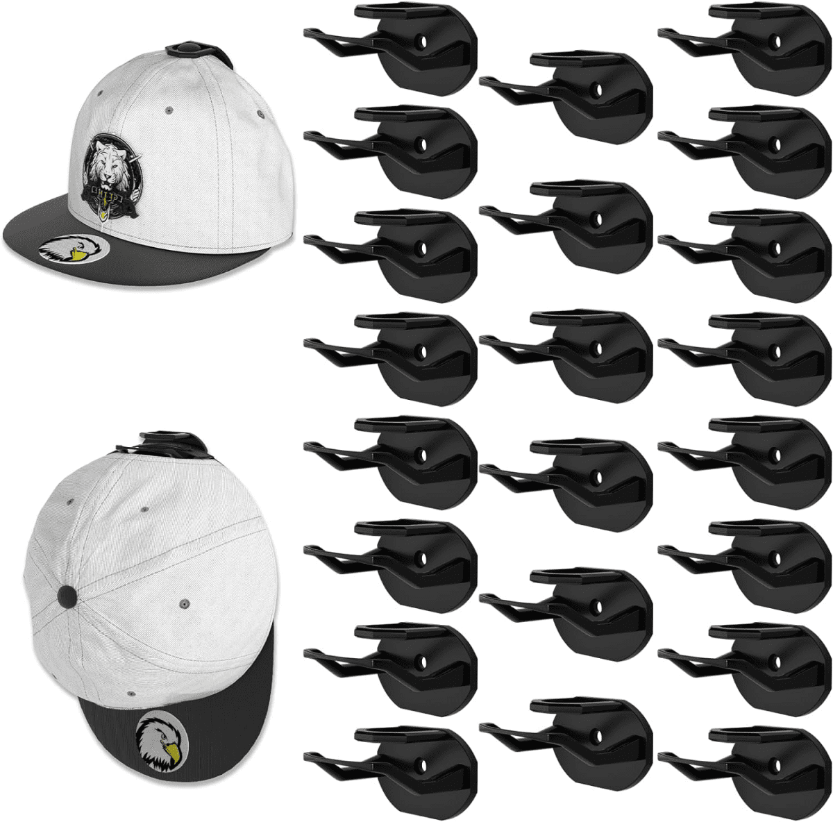 22 Pack Adhesive Hat Hooks for Wall, Super Strong Hat Rack for Baseball ...