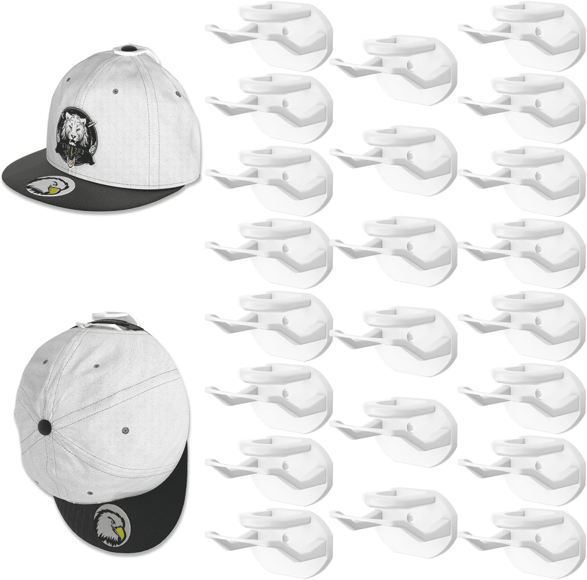 22 Pack Adhesive Hat Hooks for Wall, Super Strong Hat Rack for Baseball ...