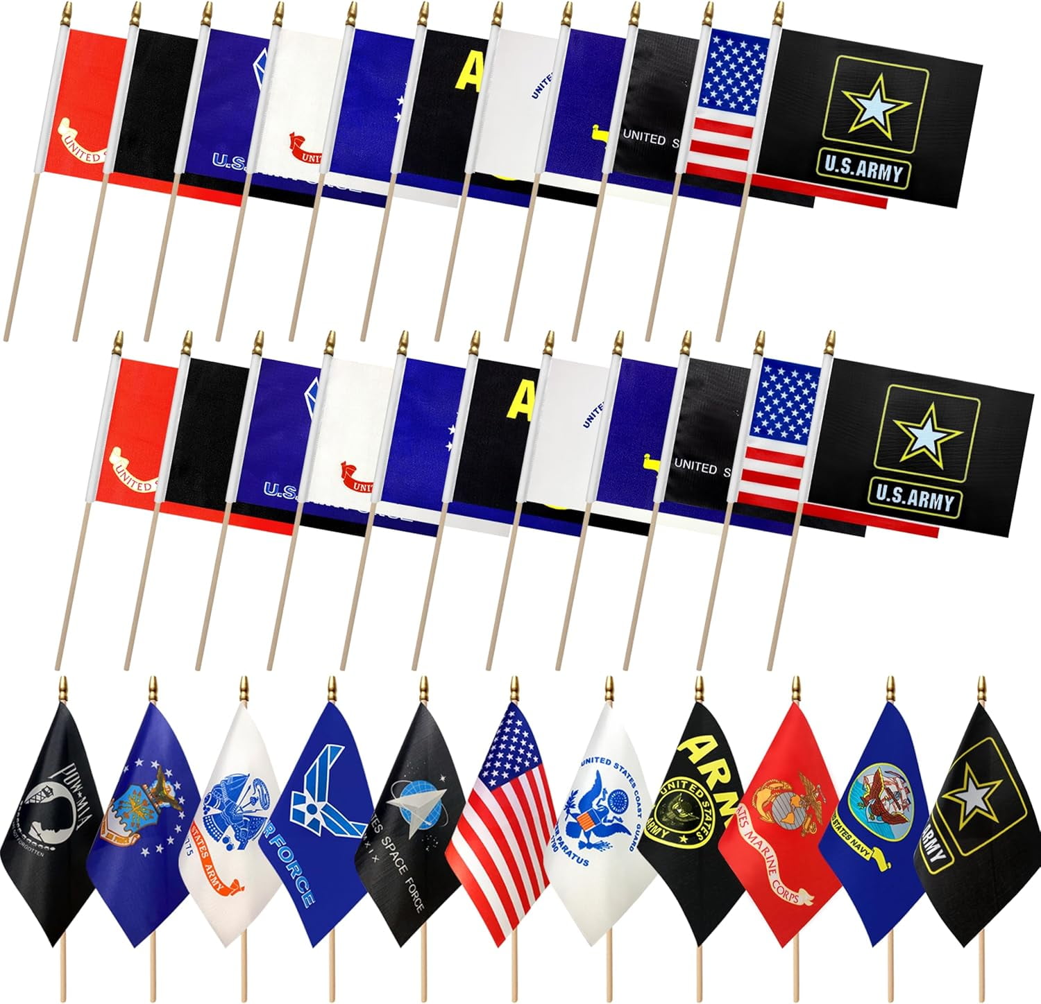22 Pack All Branches Military Service Flags Set Small Mini Army Armed ...