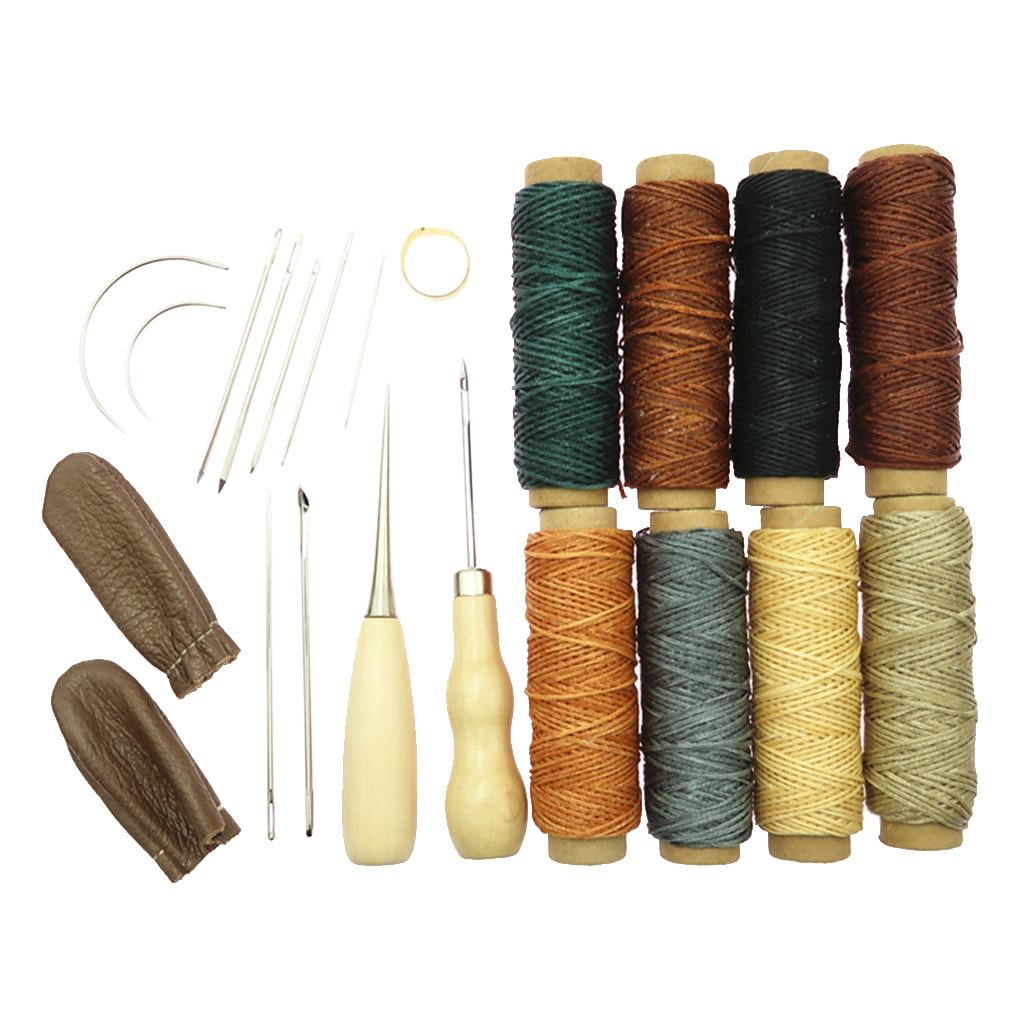 22 Pack Leather with Hand Sewing Drilling Awl ed Thread And Thimble for ...