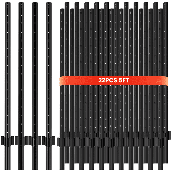 22 Pack Metal Fence Posts, 5 FT Garden Fence Post, T Post for Wire ...