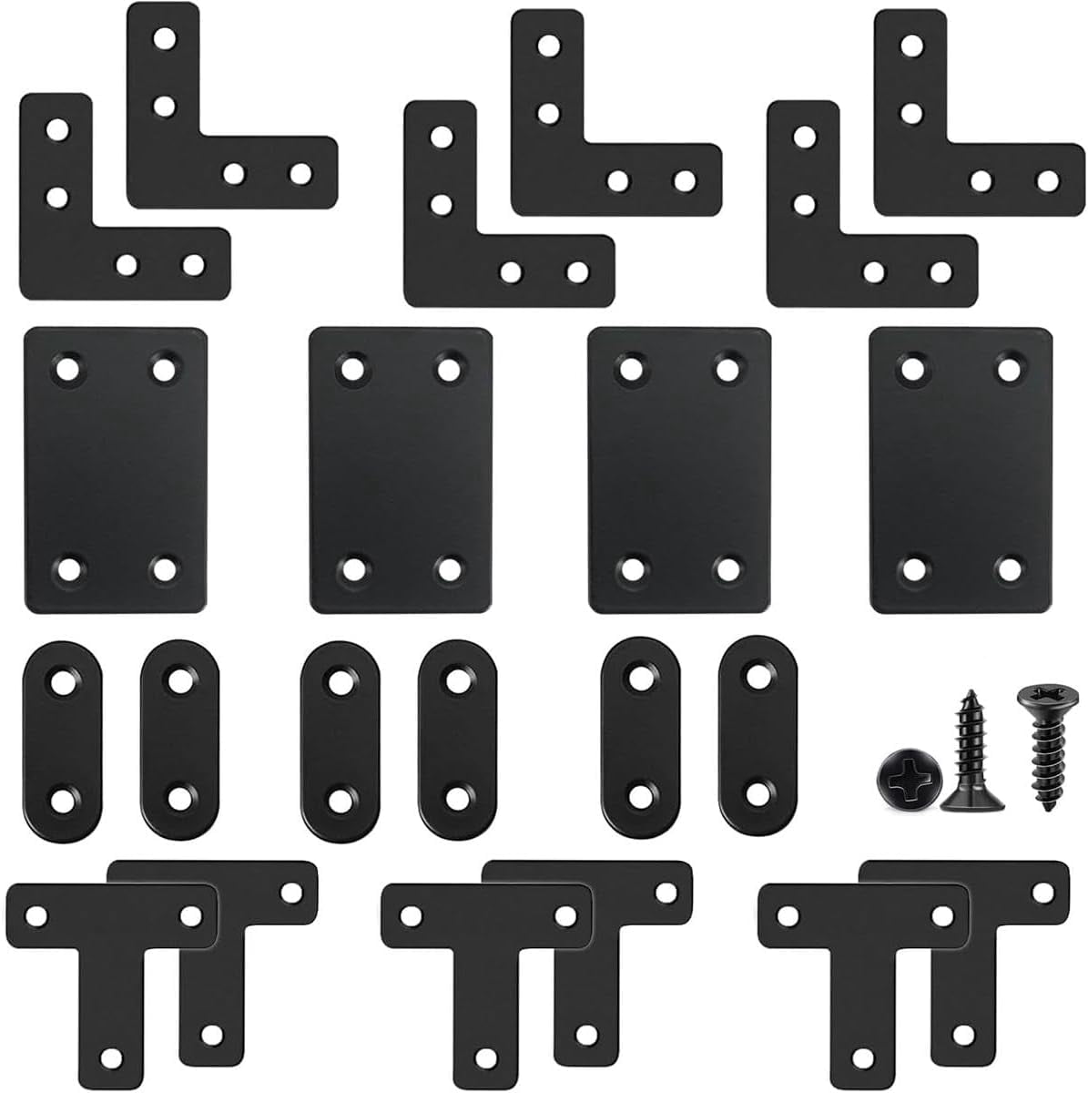 22 Pack Straight Brace Stainless Steel Black Flat Brace Straight Corner ...