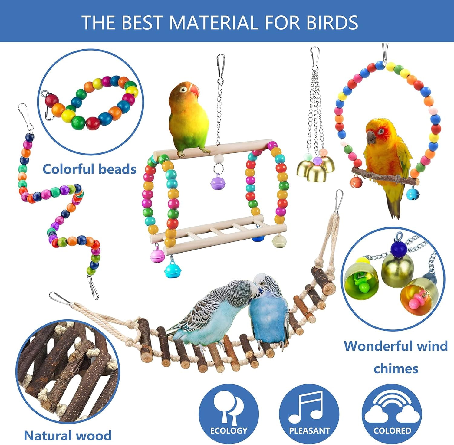22 Packs Bird Parakeet Cockatiel Toys,Parrot Swing Chewing Hanging Toy ...