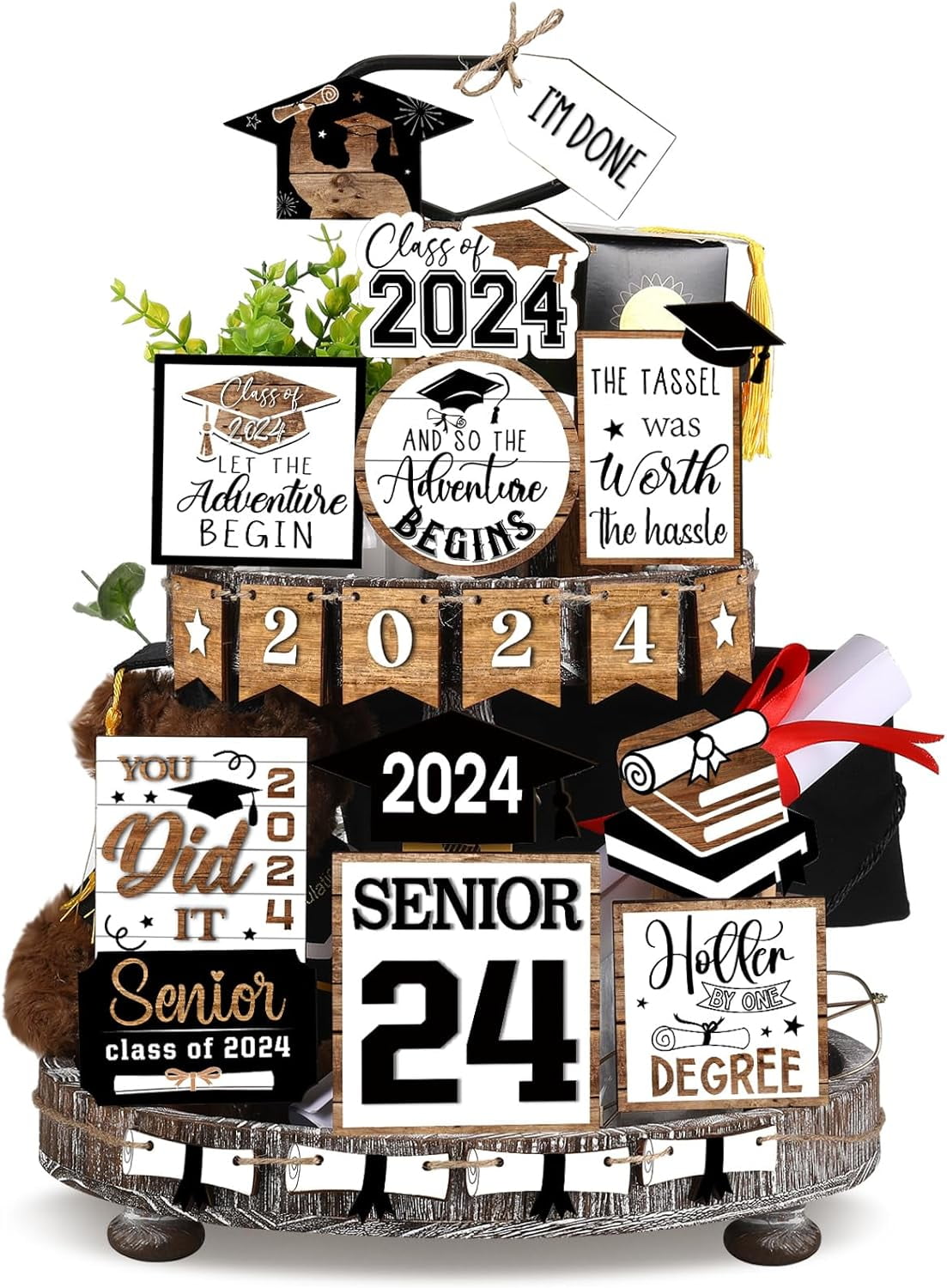 22 Pcs 2024 Graduation Tiered Tray Decorations Farmhouse Decorations ...