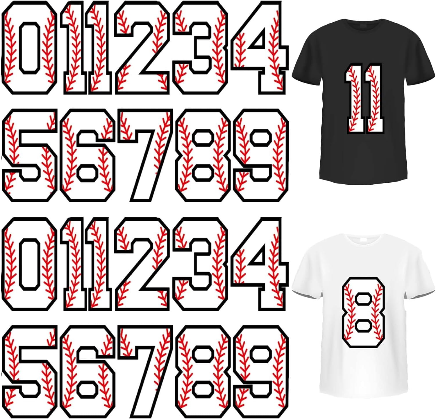 22 Pcs 8 Inch Heat Transfer Numbers, 0 to 9 Iron on Jersey Numbers ...