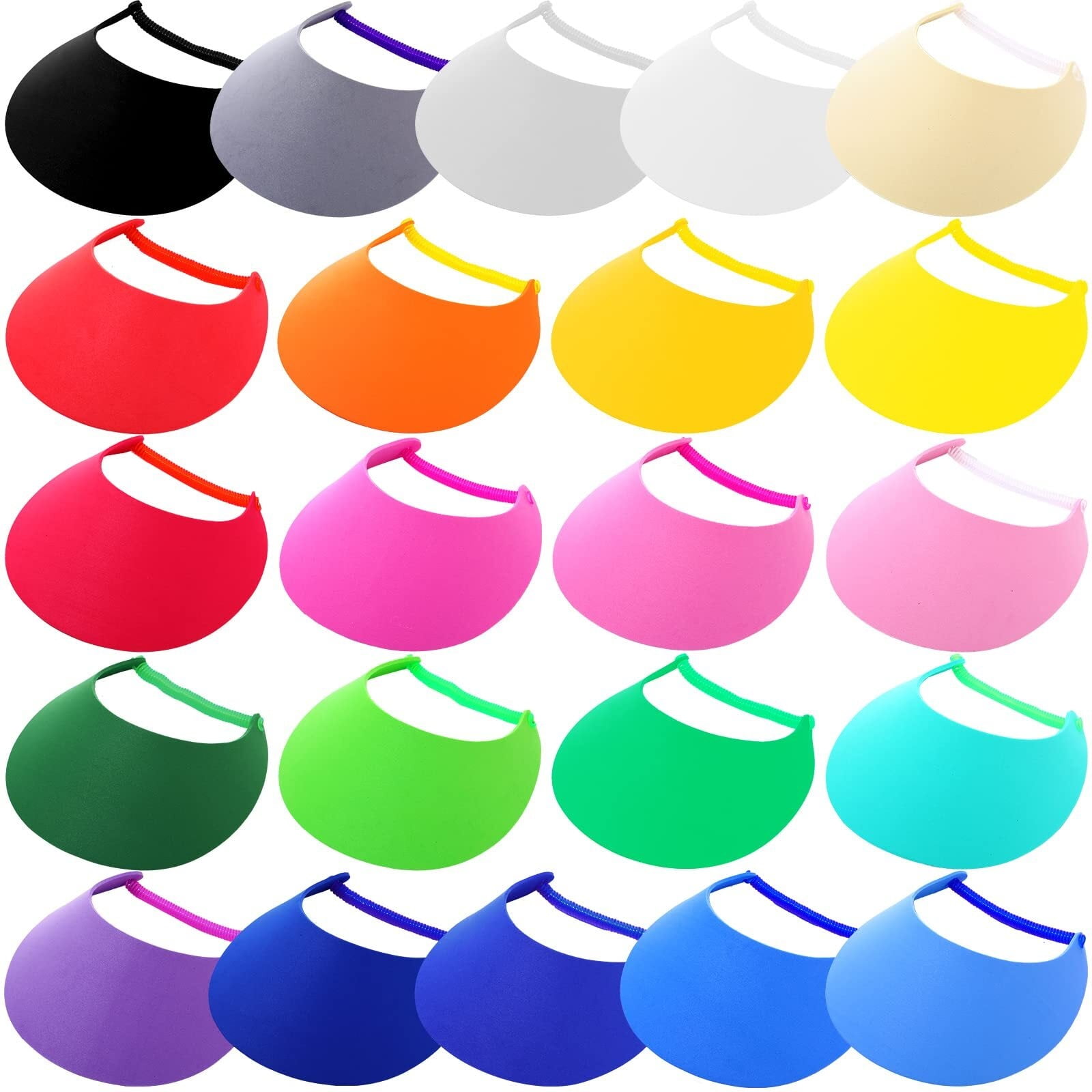 22 Pcs Adjustable Sun Visors for Women Golf Sun Visor Hat Tennis ...