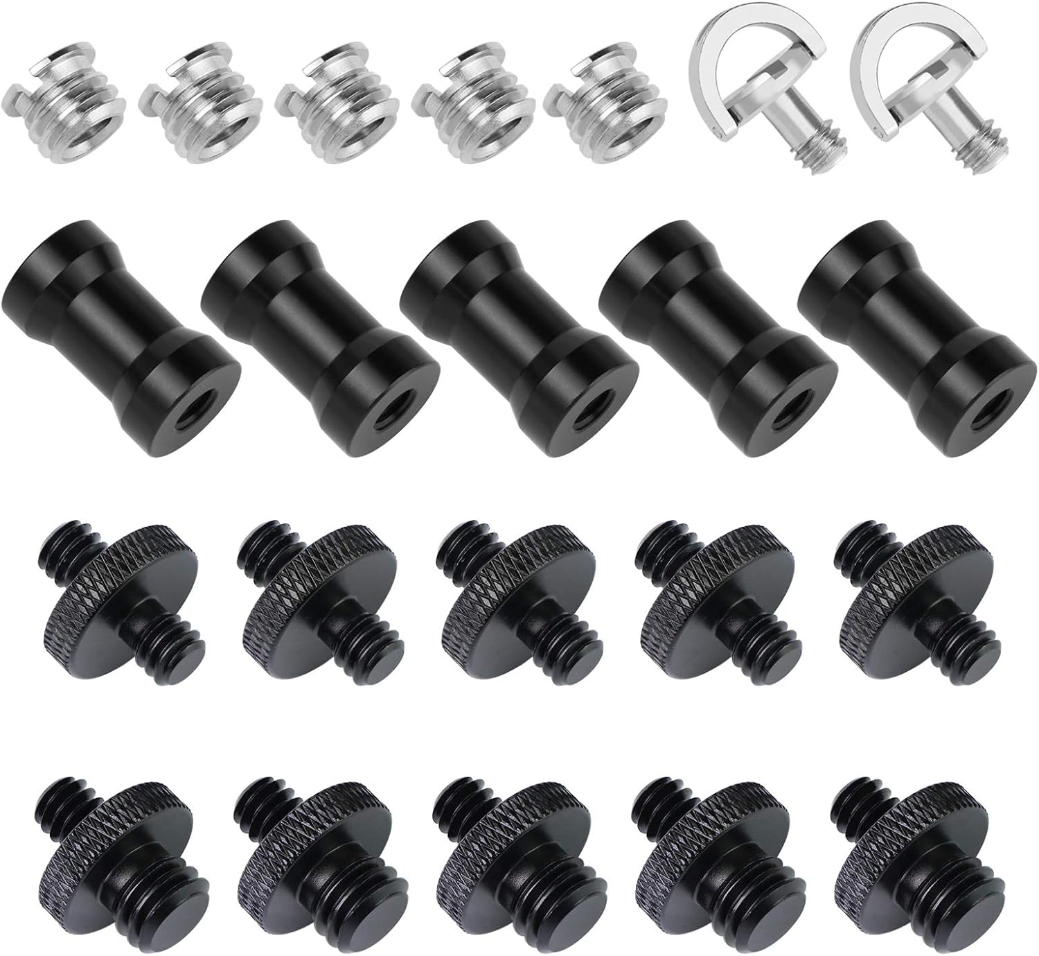 22 Pcs Camera Screw Adapter, 1/4 to 1/4 and 1/4 to 3/8 with D-Ring ...