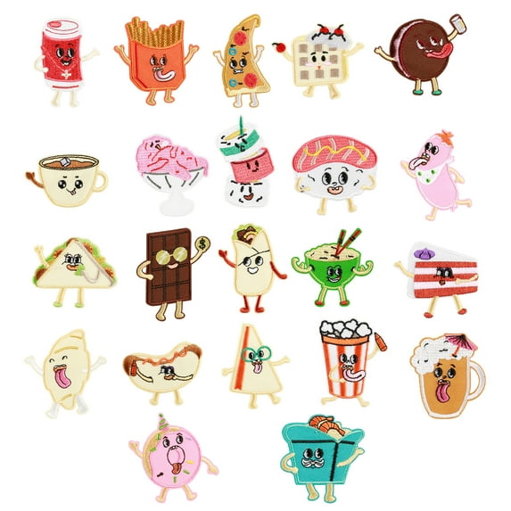 22 Pcs Coffee Iron on Embroidered Patches Lovely Dessert Sewing Patches ...
