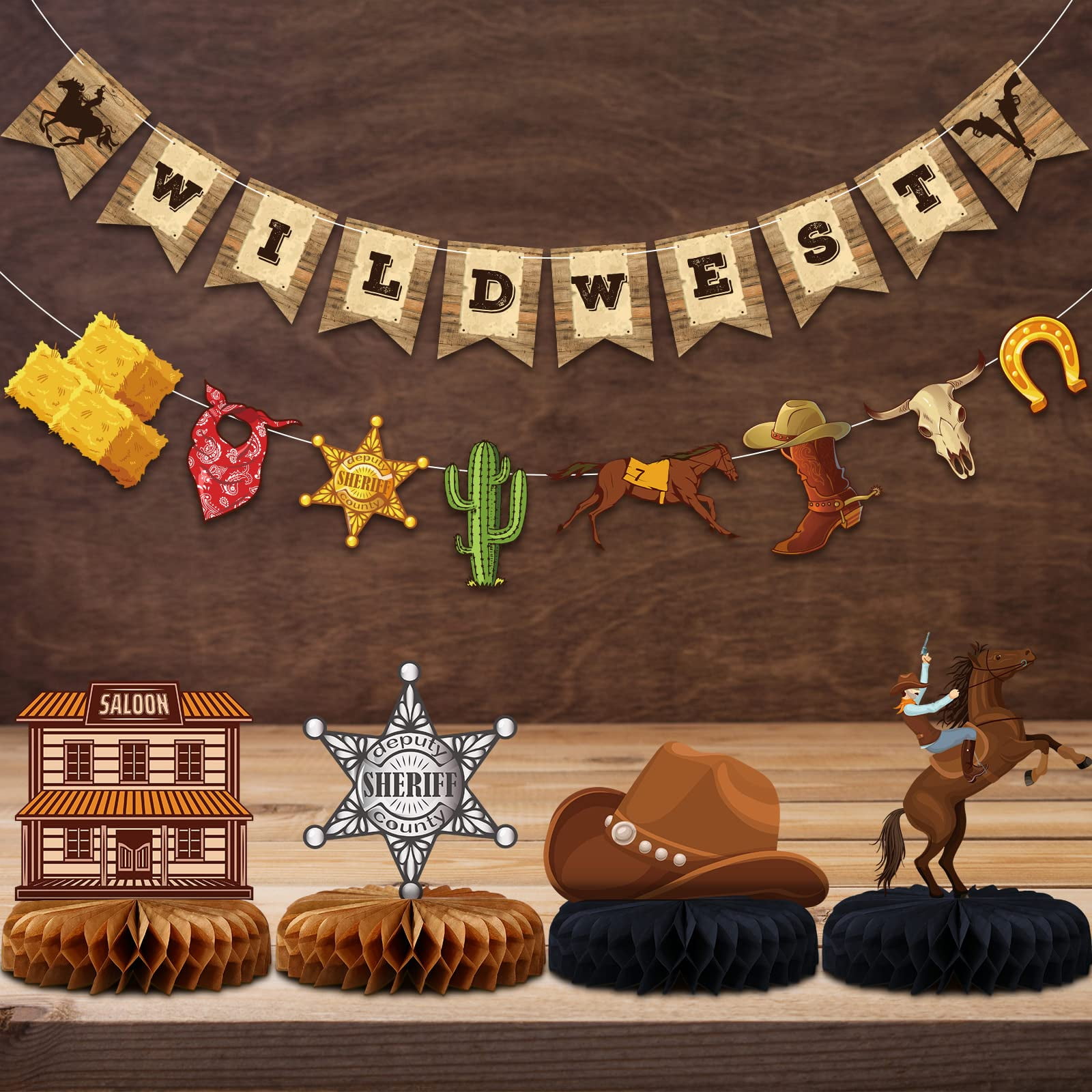 22 Pcs Cowboy Party Decorations Kit Western Party Decorations Wild West ...
