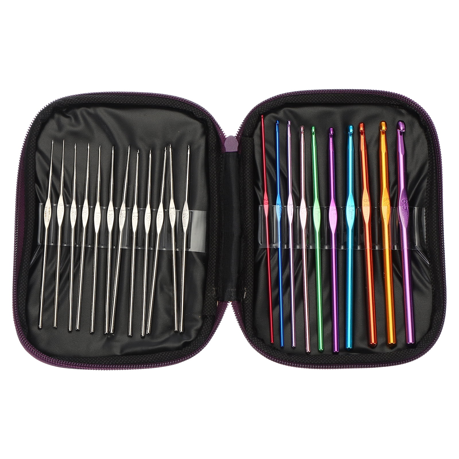 22 Pcs Crochet Hook with Leather Bag Set Ergonomic Knitting Hook Craft ...