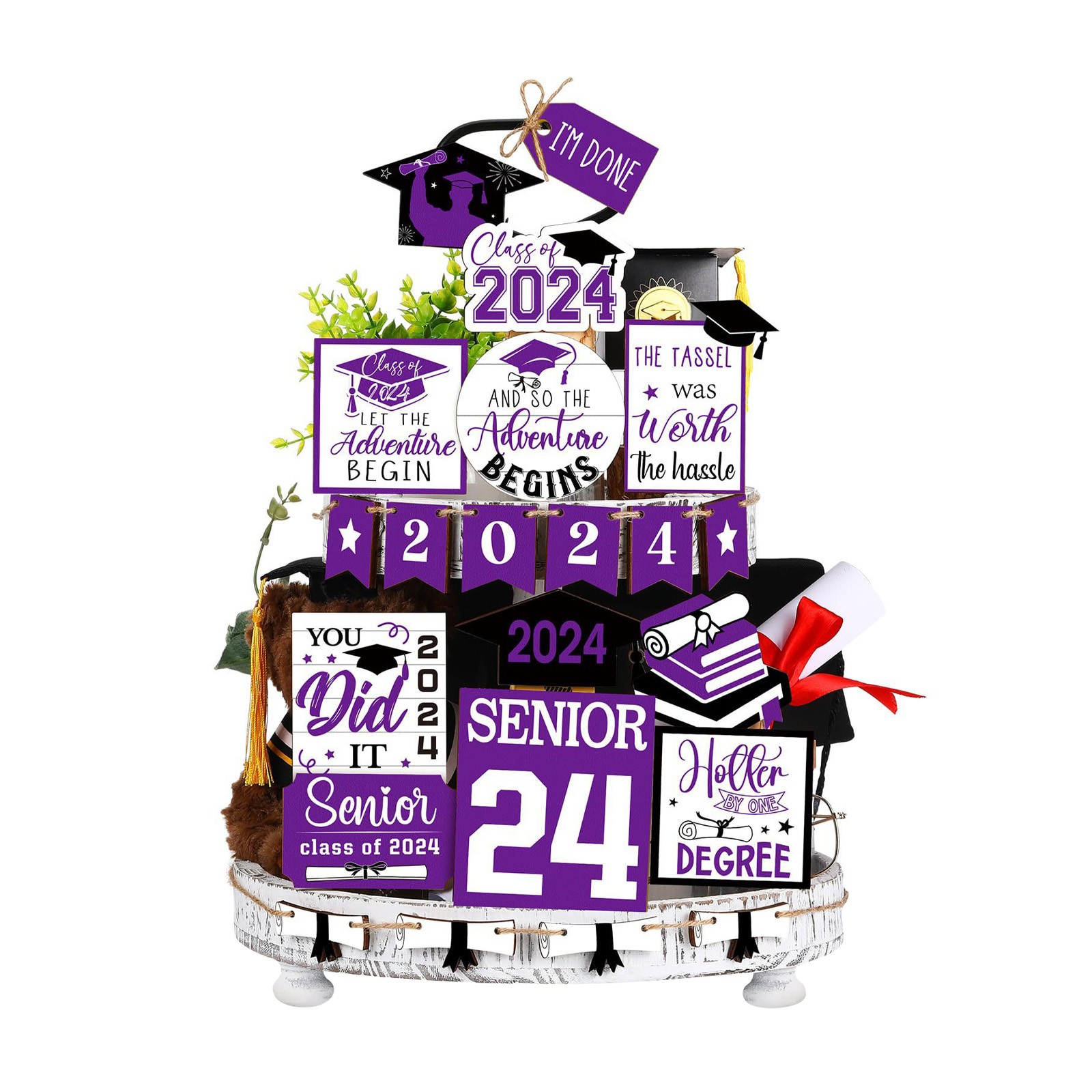 22 Pcs Graduation Decorations Class of 2024 Tiered Trays of Graduation ...