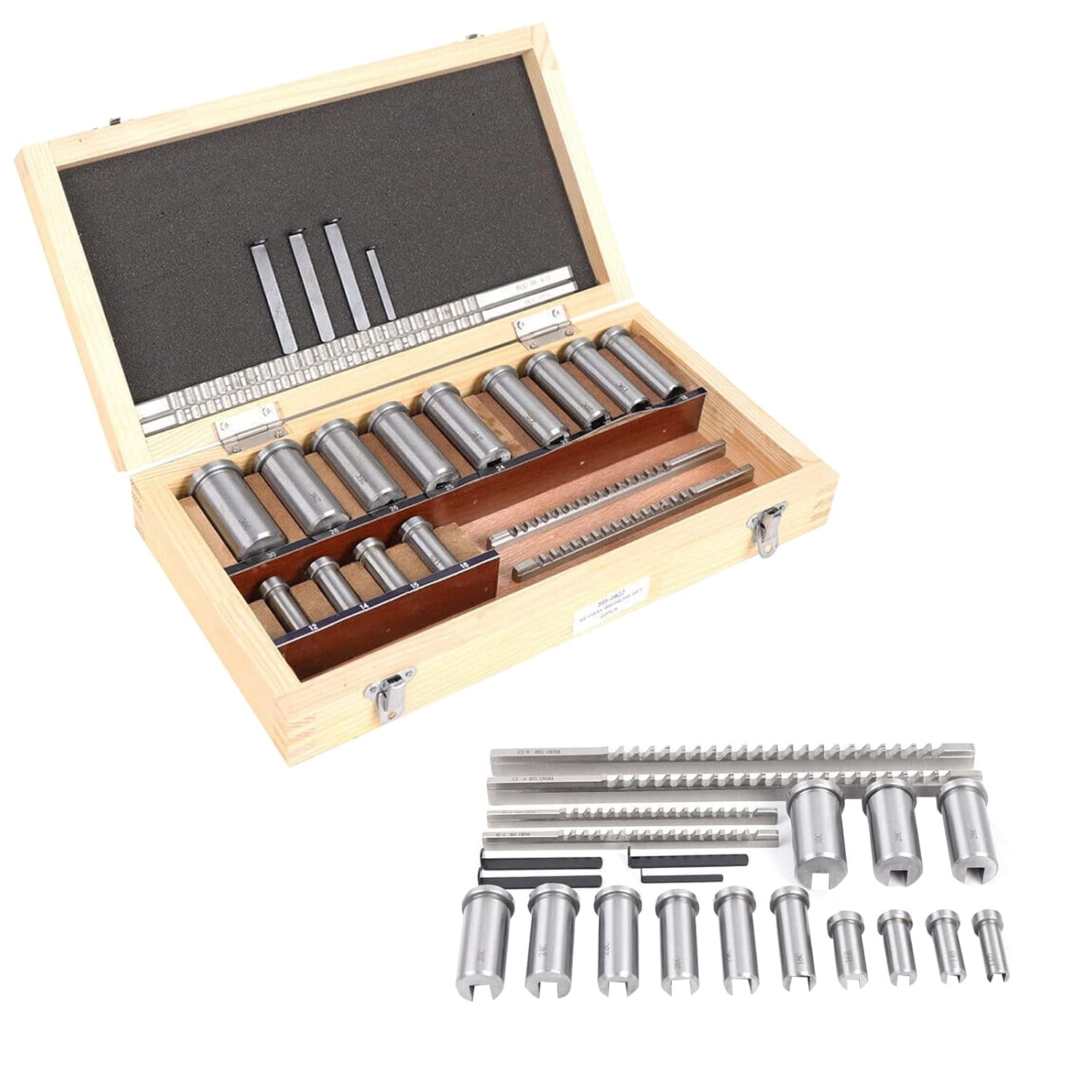22 Pcs Keyway Broach Set in Fitted Box, Industrial Tools Metric Size ...
