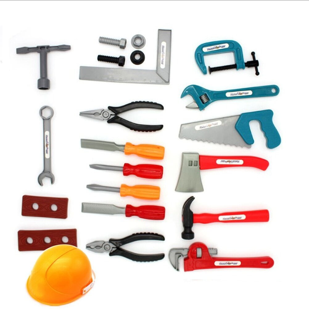 22 Pcs Kids Assemble Tool Set Repair Kit With Helmet DIY Engineer ...