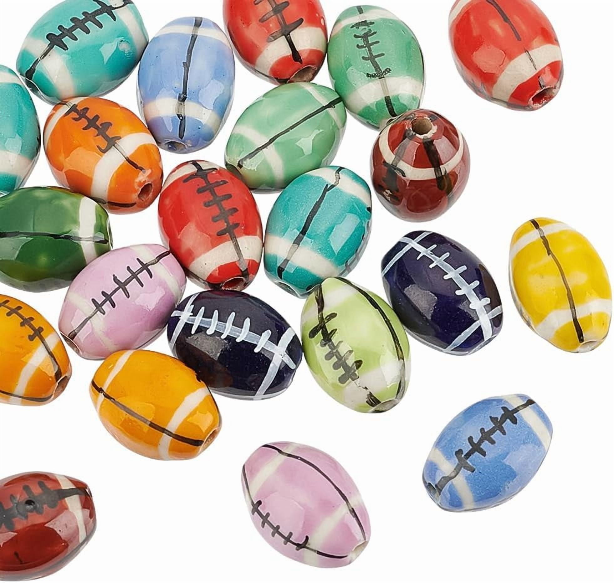 22 Pcs Porcelain Rugby Ball Beads 0.63 Inches Football Loose Beads ...