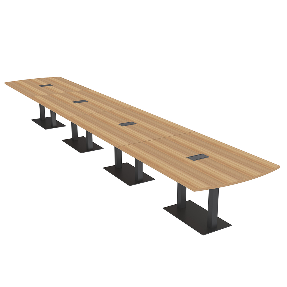 22 Person Arc Rectangle Powered Modular Boardroom Table Double Bases ...