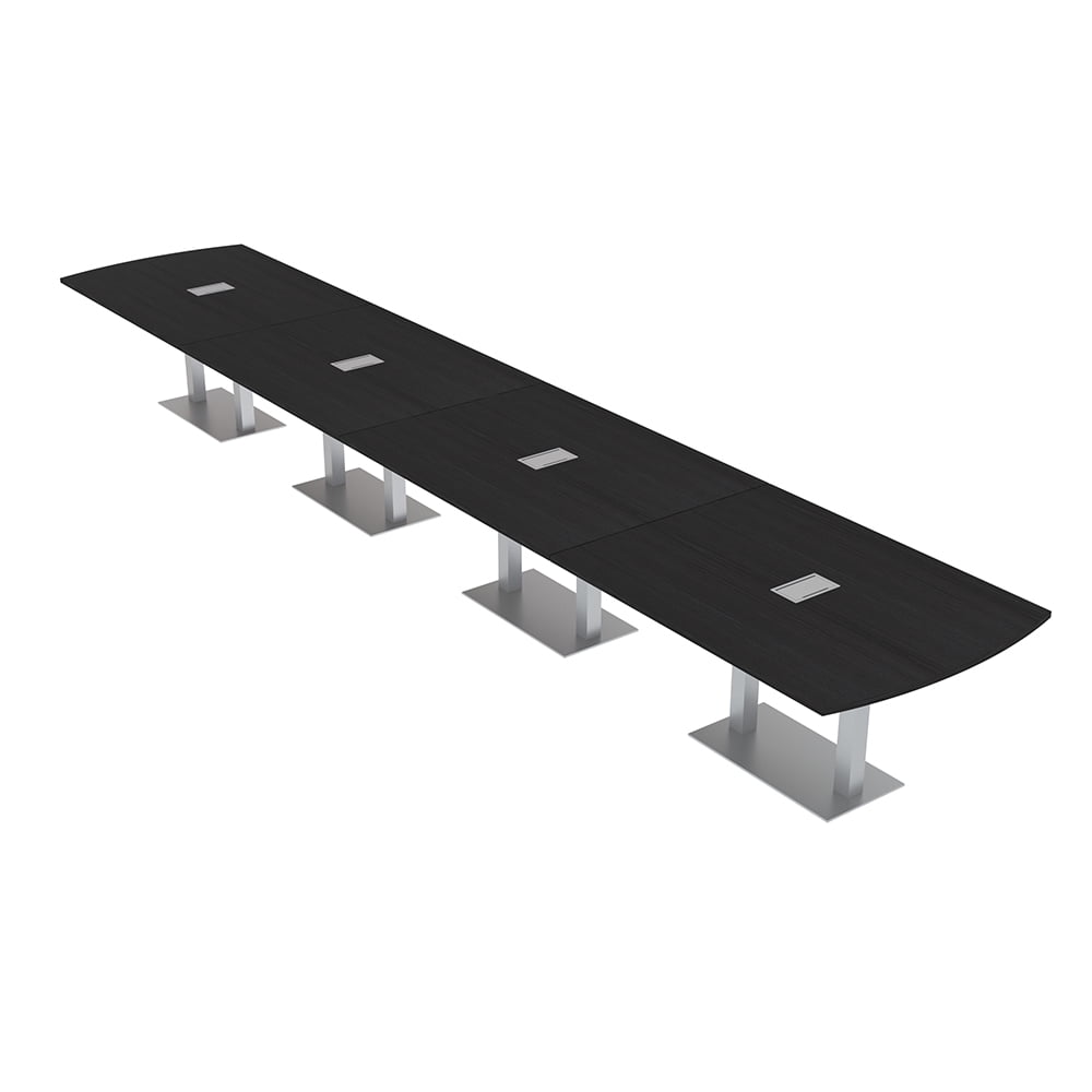 22 Person Arc Rectangle Powered Modular Boardroom Table Square Bases ...