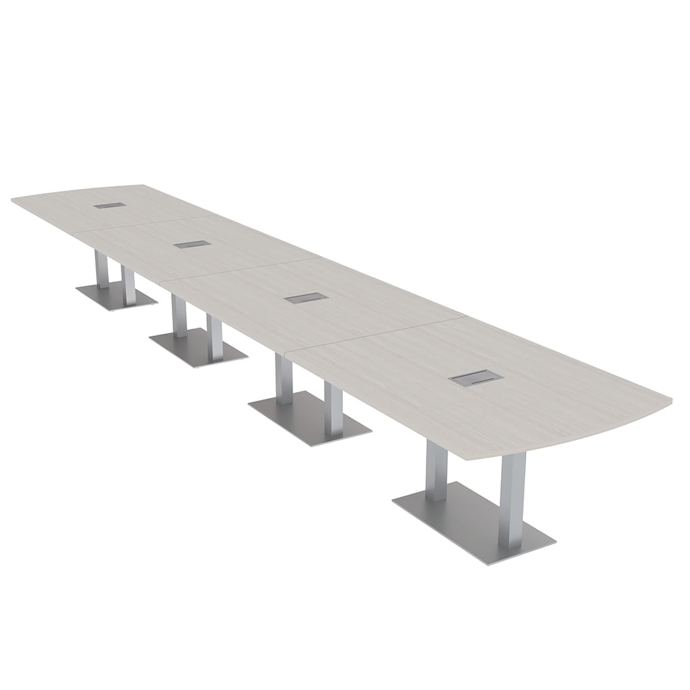 22 Person Arc Rectangle Powered Modular Boardroom Table Square Bases ...
