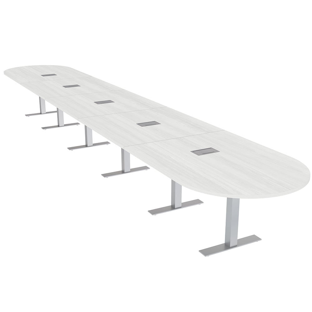 22 Person Modular Racetrack Boardroom Table Metal T Bases Power Units ...