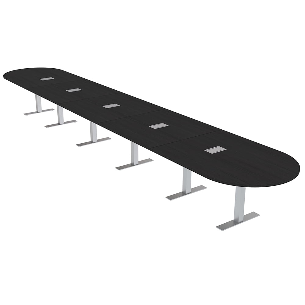 22 Person Modular Racetrack Boardroom Table Metal T Bases Power Units ...