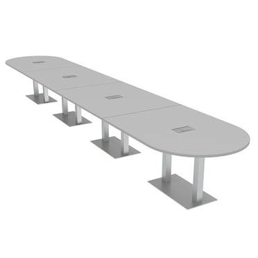 12 Person Rectangular Powered Modular Conference Table Metal Bases ...