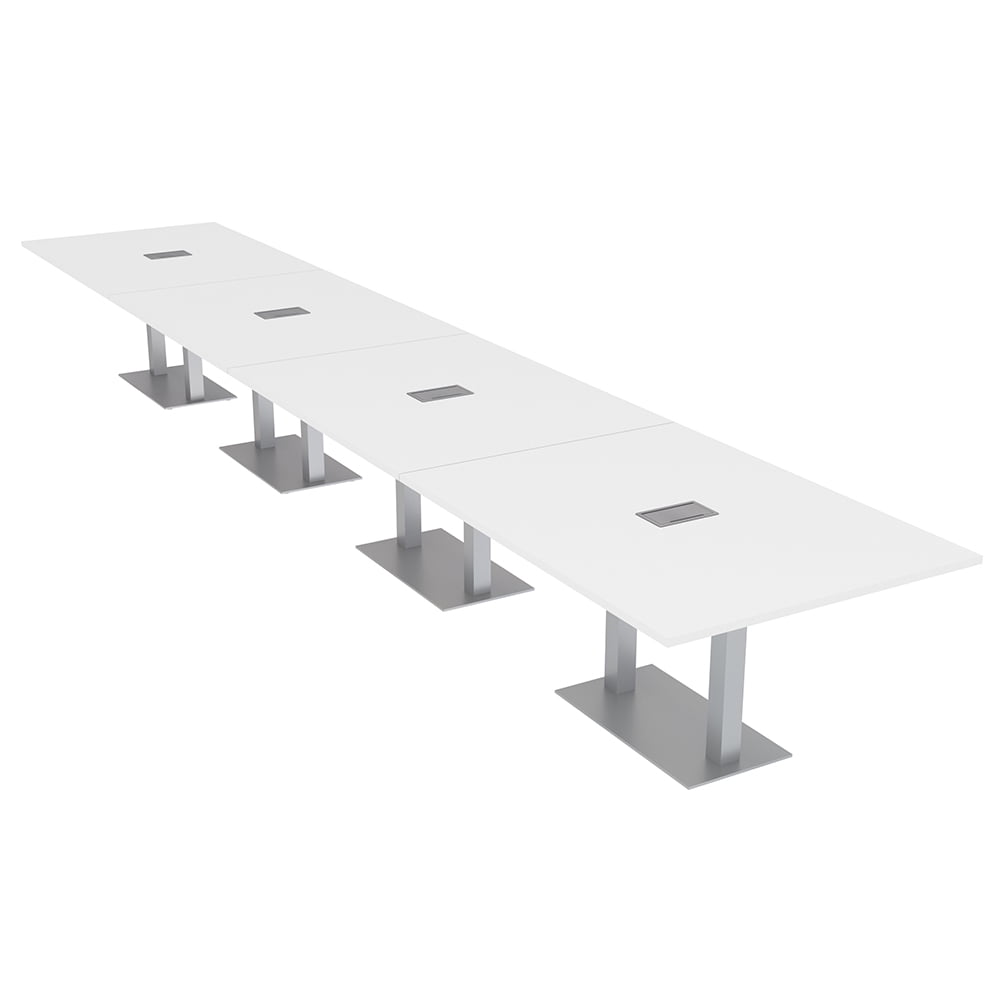 22 Person Rectangular Modular Boardroom Table Metal Bases Power Units ...