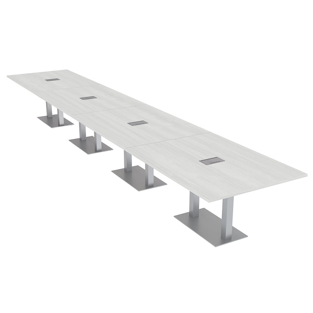 22 Person Rectangular Modular Boardroom Table Metal Bases Power Units ...