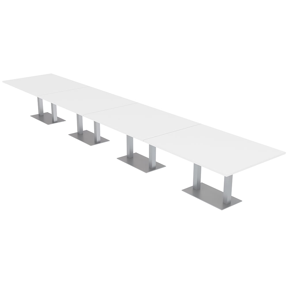 22 Person Rectangular Modular Boardroom Table Metal Bases Power Units ...