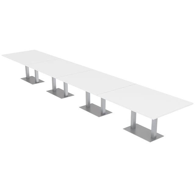 22 Person Rectangular Modular Boardroom Table Metal Bases Power Units ...