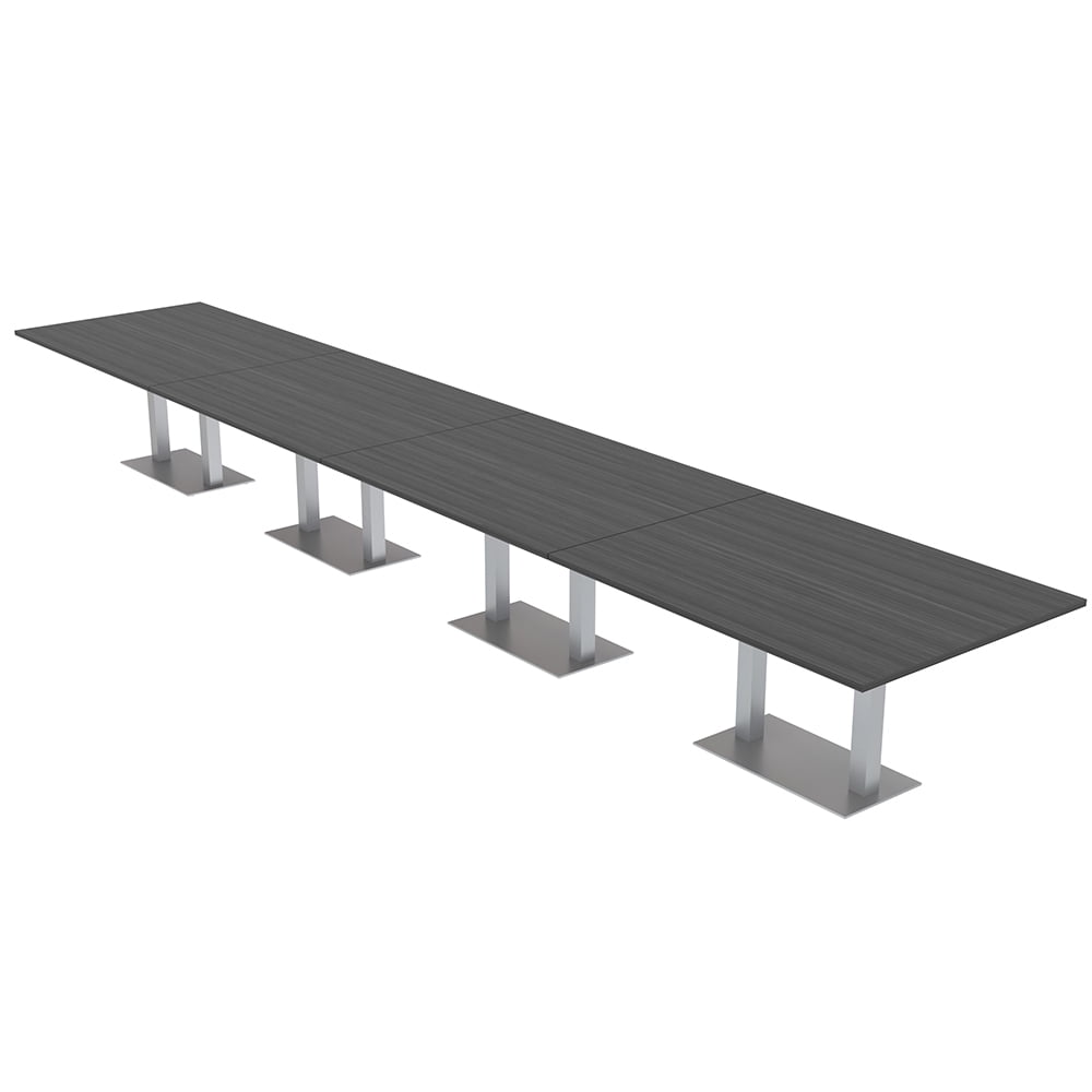 22 Person Rectangular Modular Boardroom Table Metal Bases Power Units ...