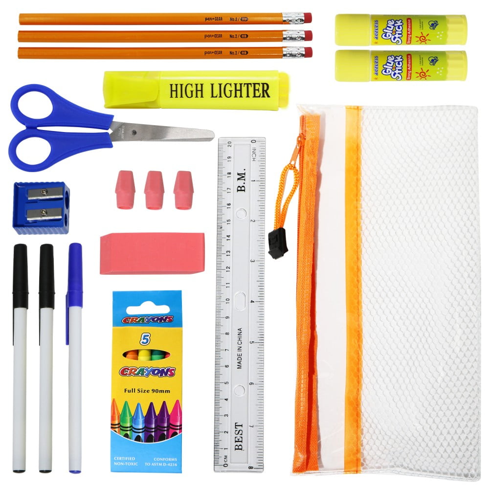 22 Piece Back to School Supply Kit for K-12 - Essentials Box of ...