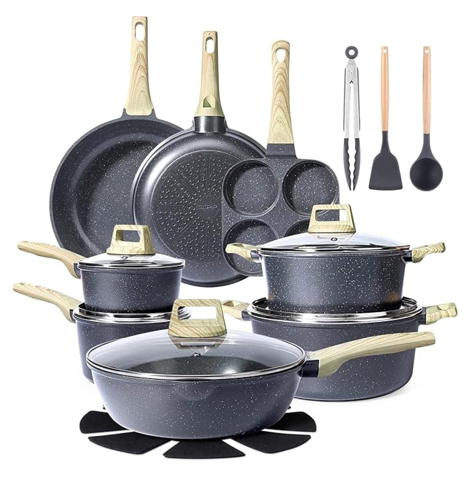 22 Piece Ceramic Pots and Pans Set Non Stick - Nonstick Cookware Set ...