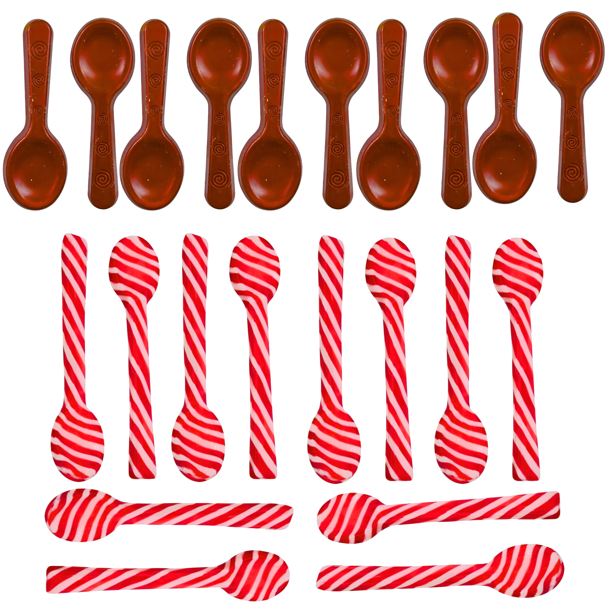 22-Piece Chocolate & Peppermint Candy Cane Edible Spoons, Holiday Hot ...