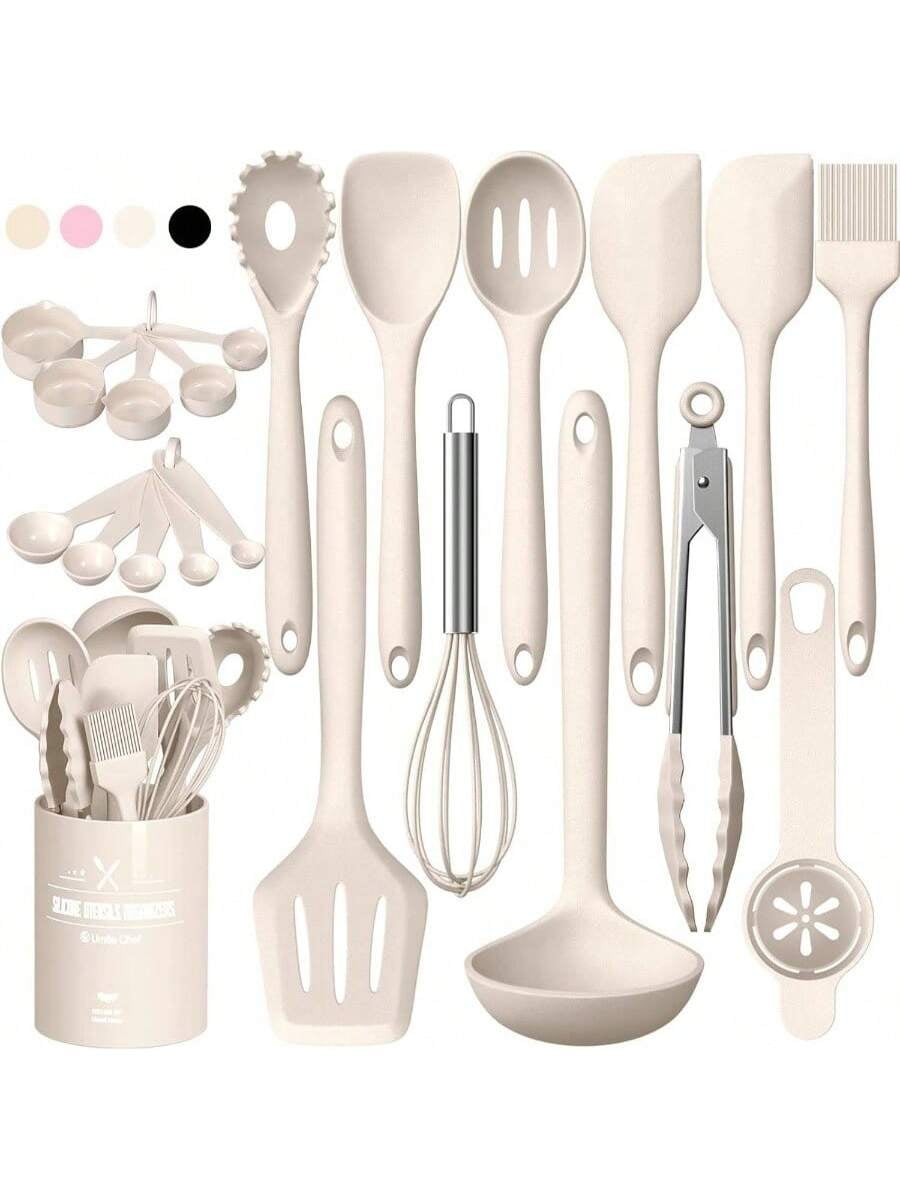 22-Piece Silicone Cooking Utensils Set with Holder，Heat Resistant ...