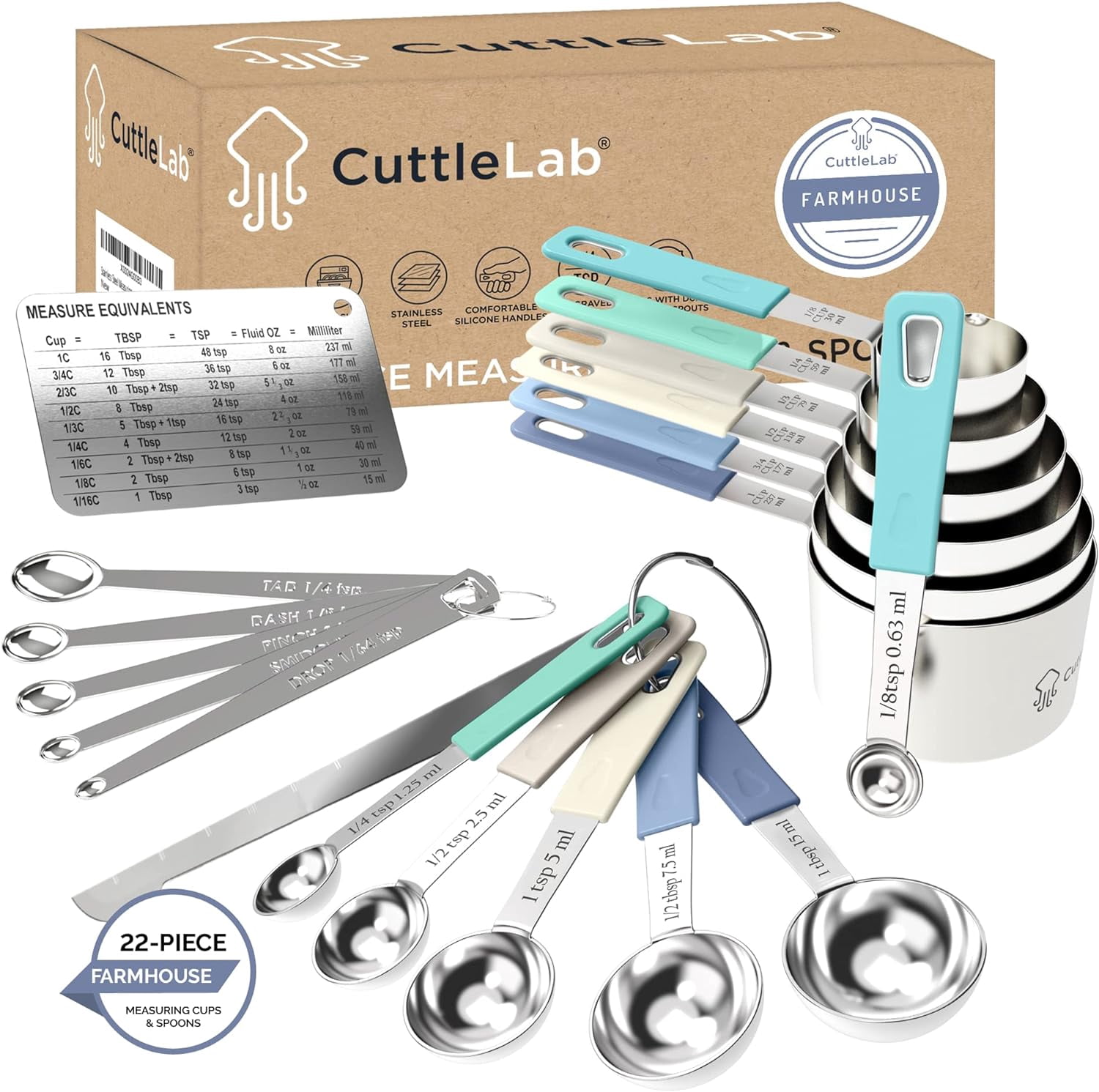 22-Piece Stainless Steel Measuring Cups and Spoons Set, Tad Dash Pinch ...