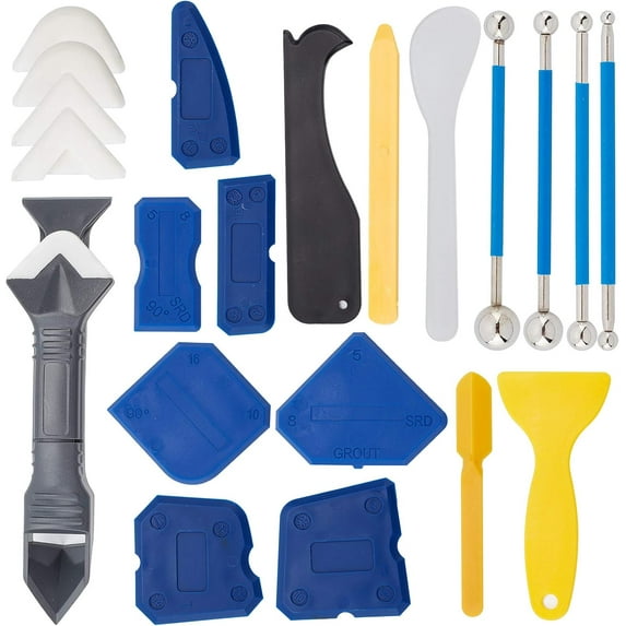 22 Pieces Caulking Tool Kit Silicone Sealant Finishing Tool Grout Scraper Caulk Remover 5 ...
