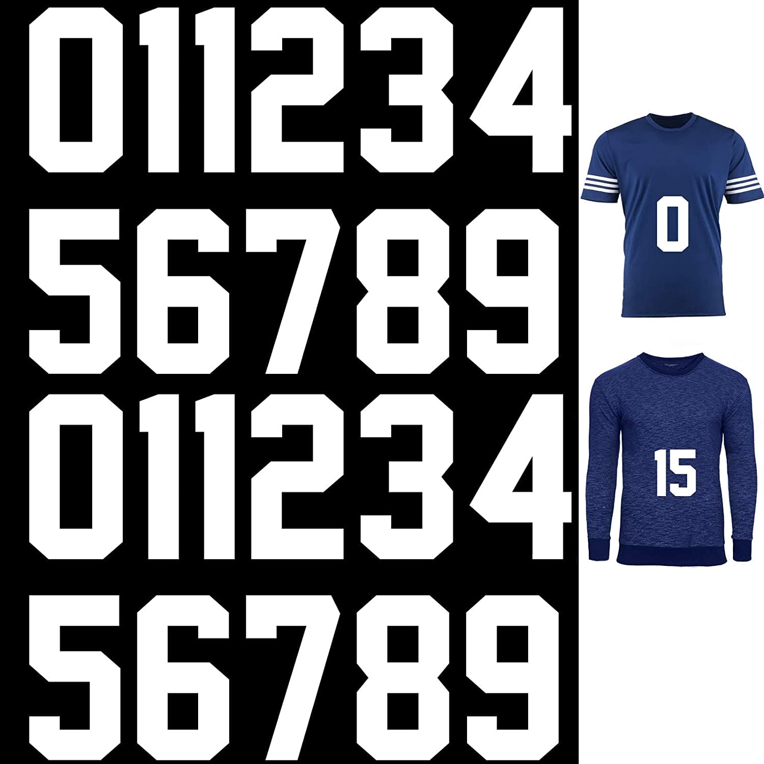 22 Pieces Iron on Numbers T Shirt Heat Transfer 0 to 9 Jersey Numbers ...