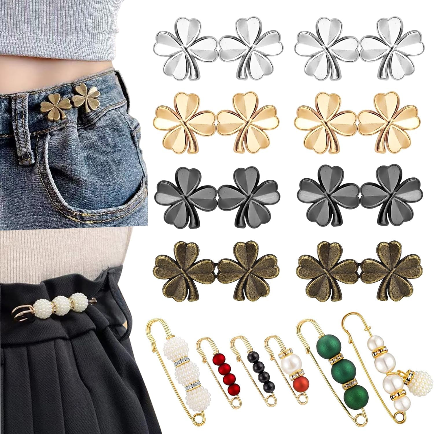 22 Pieces Pant Waist Tightener, No Sew and No Tool Detachable Button ...