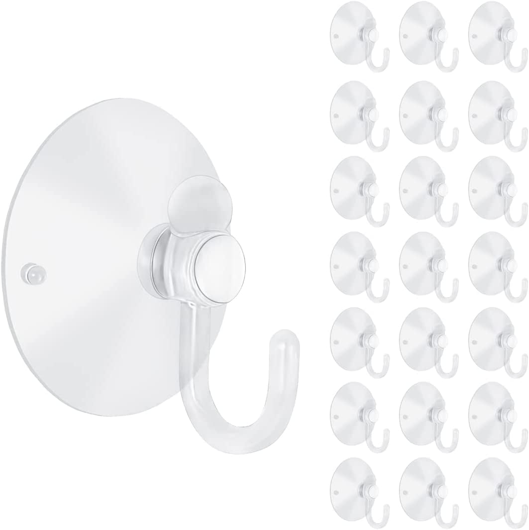 22 Pieces Small Suction Cups with Hooks 1.2 inch Clear Plastic Sucker ...