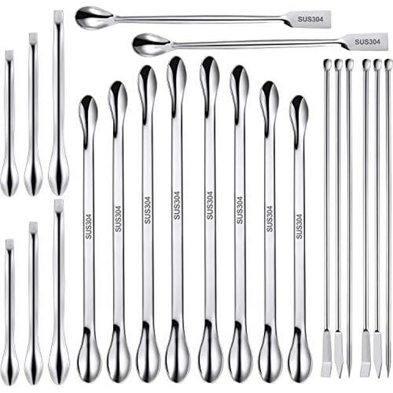 22 Pieces Stainless Steel Lab Spatula Micro Scoop Set Laboratory ...