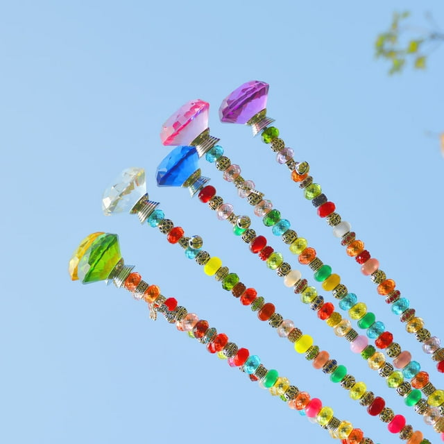 22" Pink Diamond Beaded Garden Stake 1PC Fairy Wand Decorative Plant ...