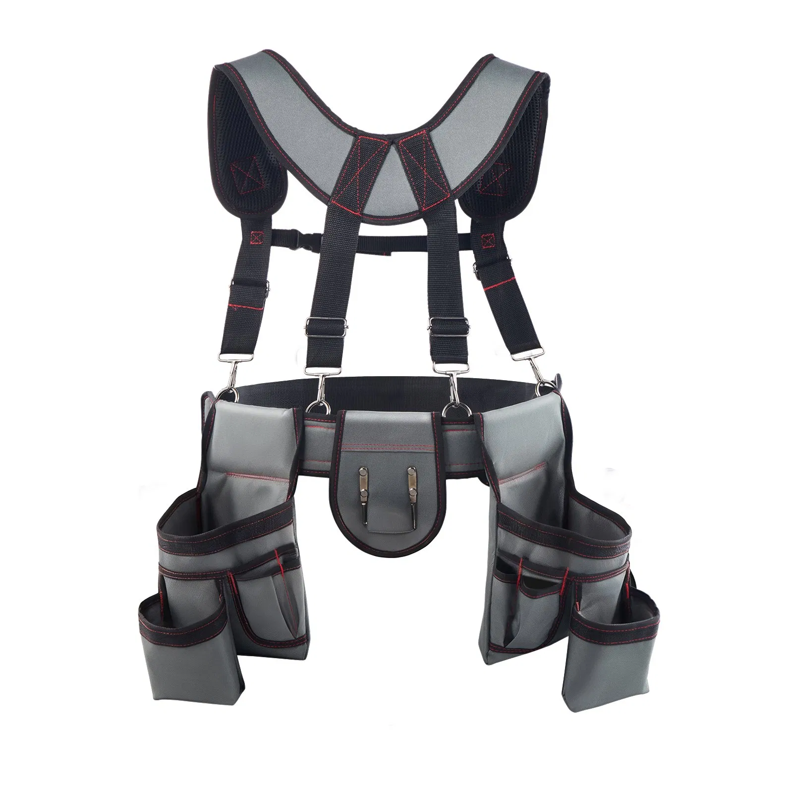 22-Pocket Tool Belt Pouch with Suspenders - Heavy Duty Adjustable ...