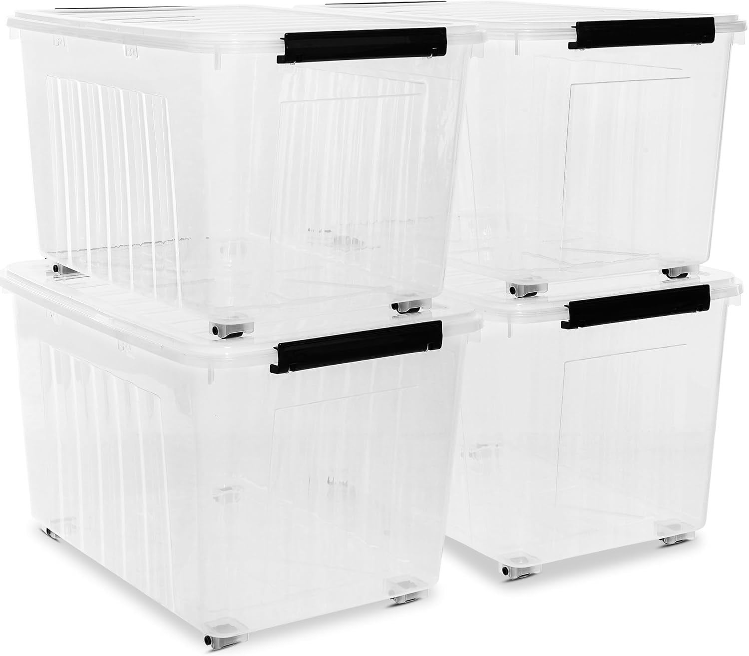 22 QT Clear Plastic Storage Bins with Lids Stackable and Nestable ...