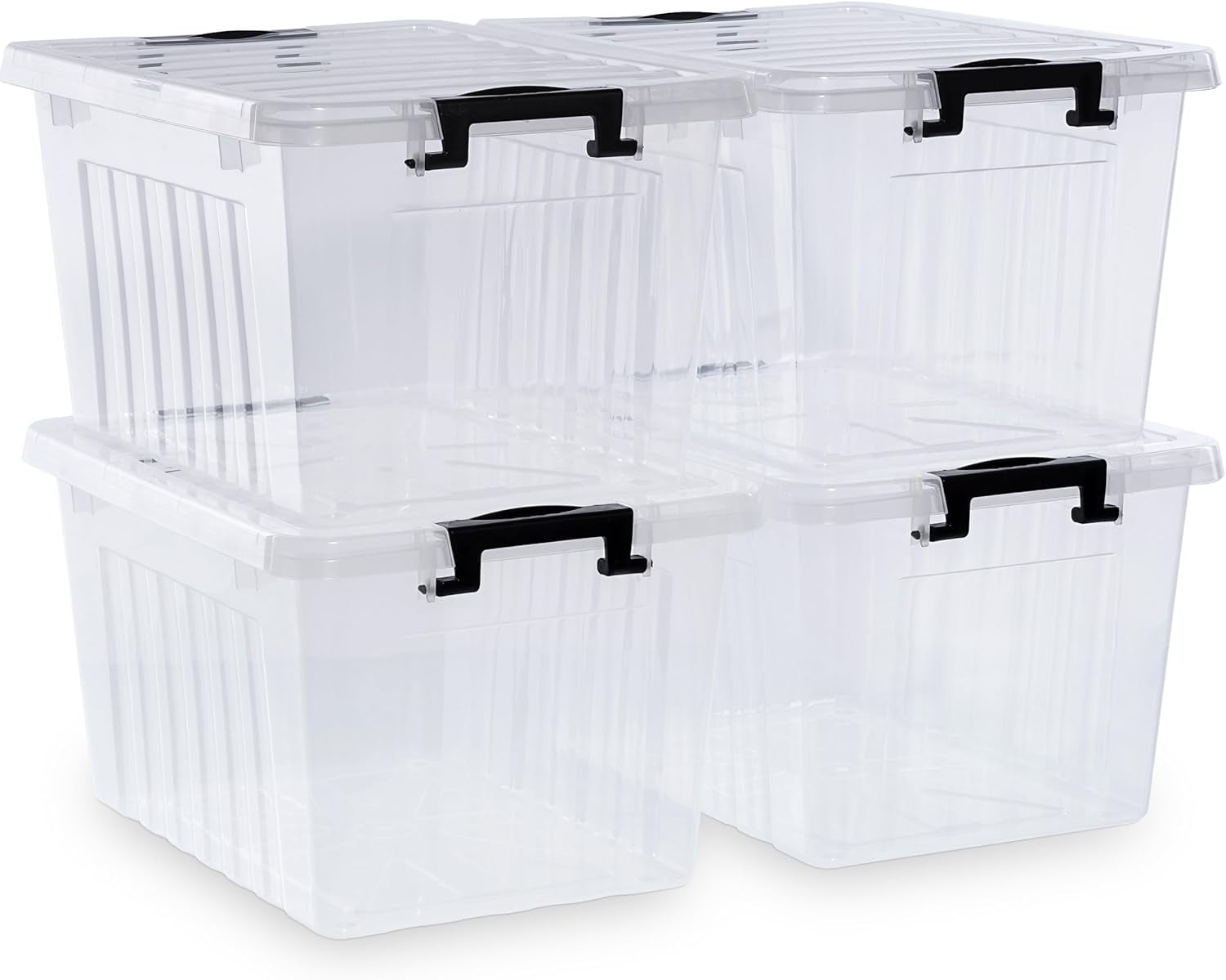 22 QT Clear Plastic Storage Bins with Lids Stackable and Nestable ...