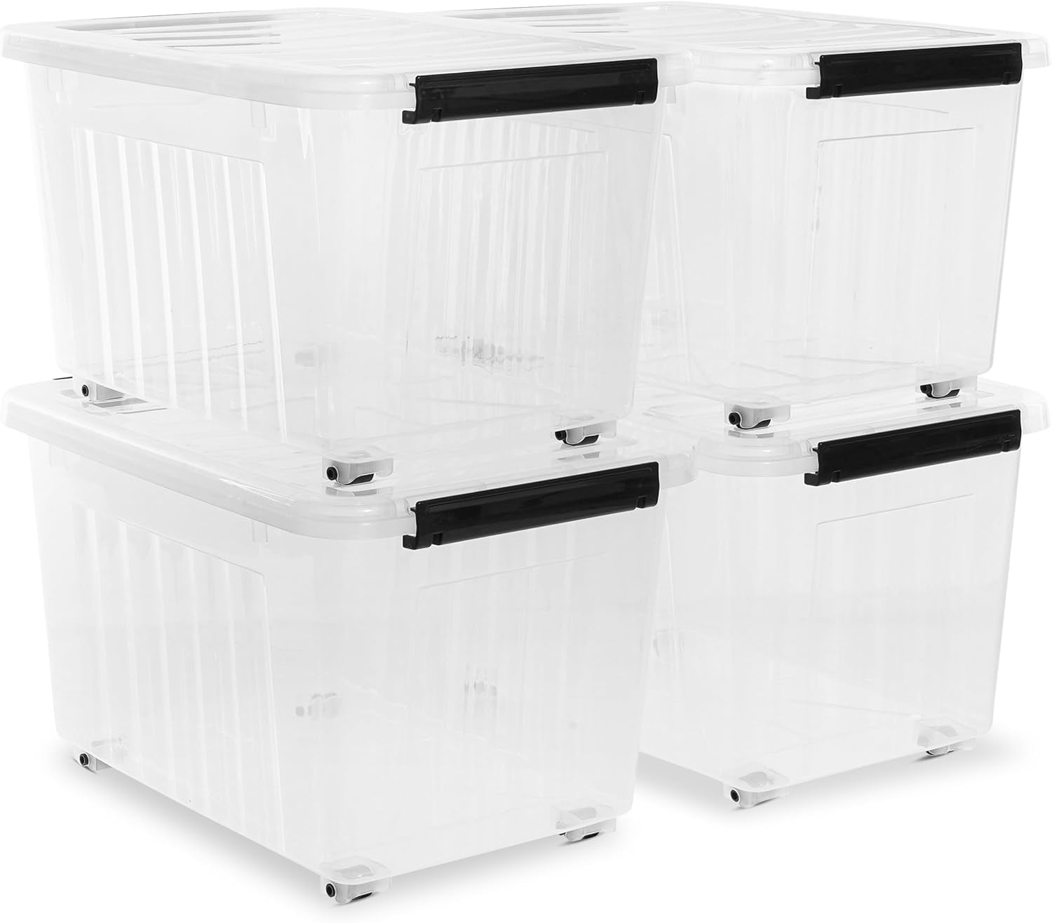 22 QT Clear Plastic Storage Bins with Lids Stackable and Nestable ...