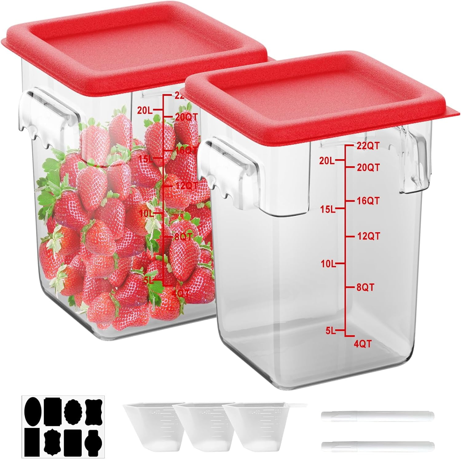 22 QT Commercial NSF Food Storage Containers: 6 PCS [Sous Vide] Clear ...