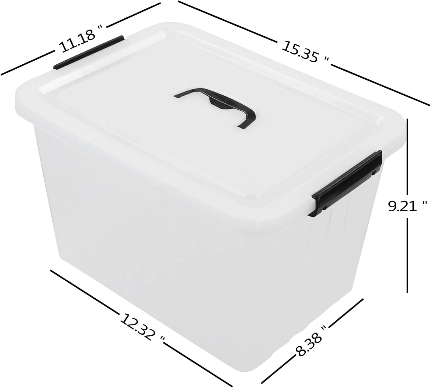 22 Quart Clear Plastic Box With Lid, Latching Storage Bin With Handle ...