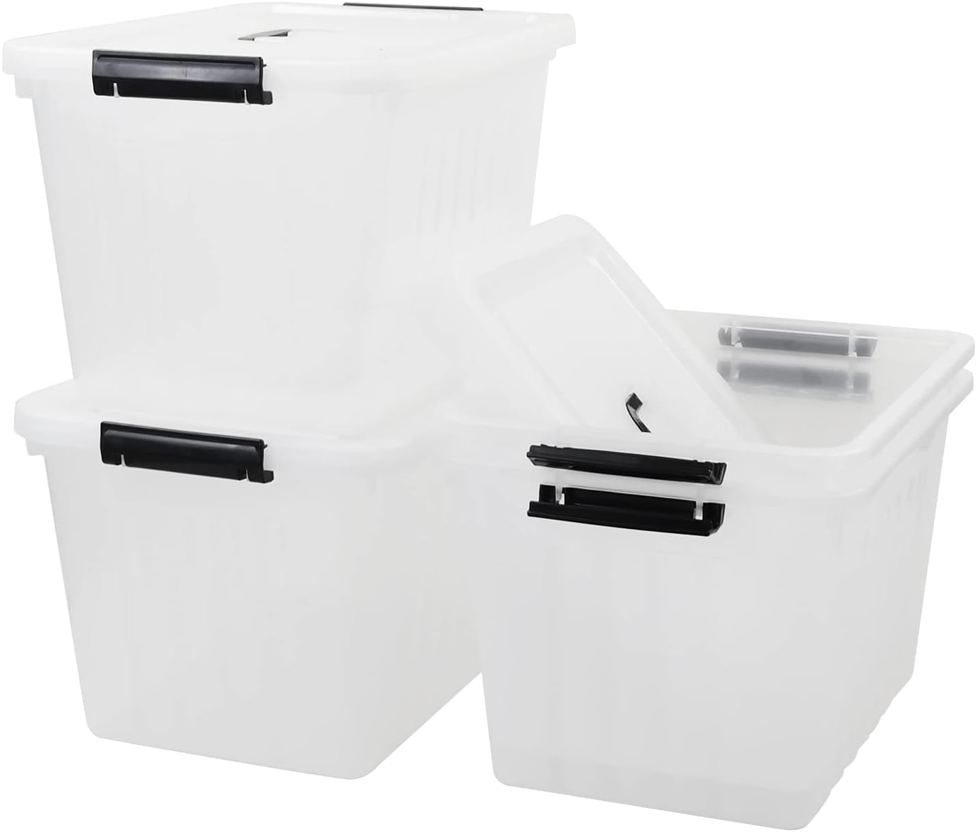 22 Quart Clear Plastic Box with Lid, Latching Storage Bin with Handle ...