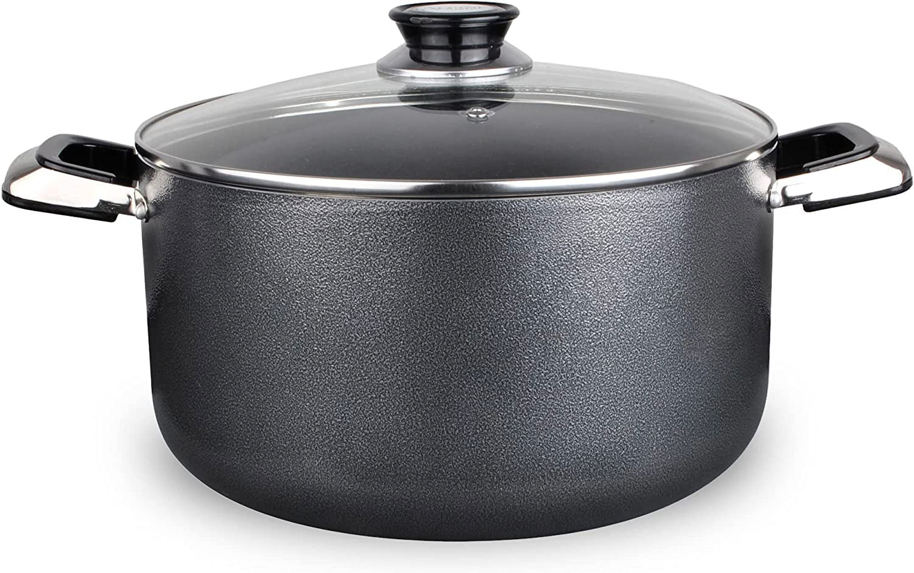 22 Quart Non-stick Stock Pot with Tempered Glass Lid and Carrying ...